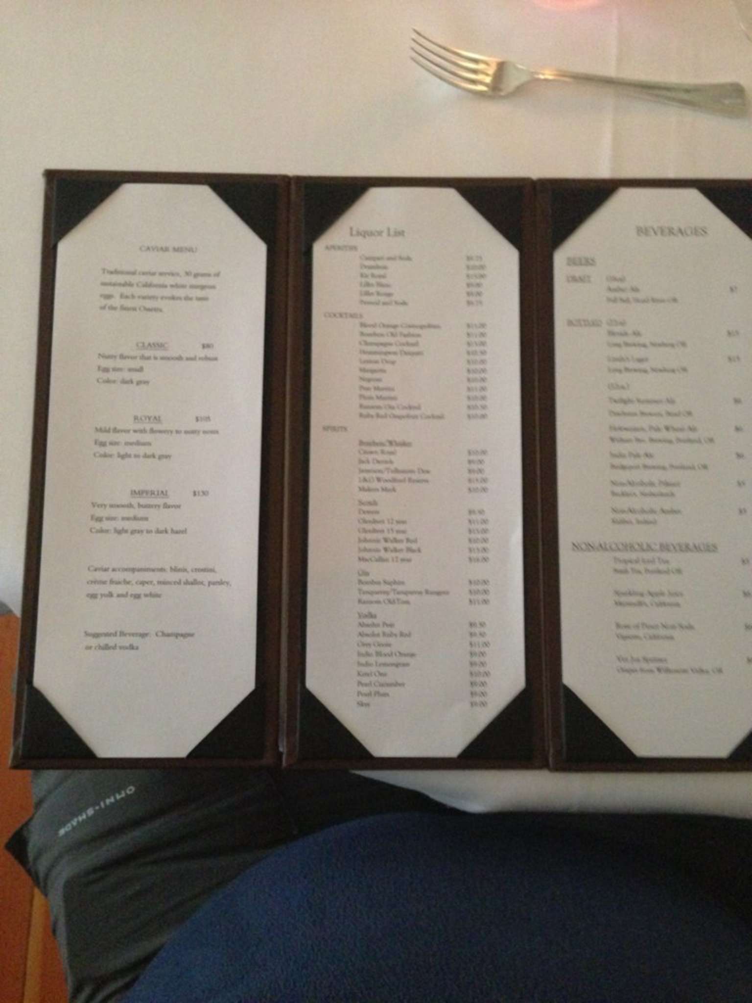 Menu at The Painted Lady restaurant, Newberg