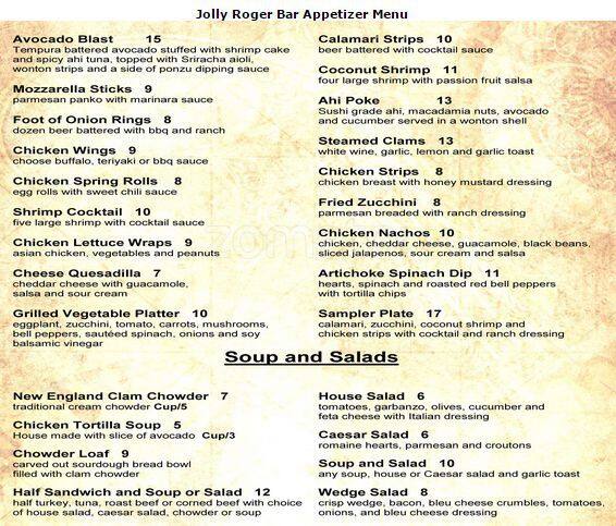 Menu at Jolly Roger Restaurant, Oceanside, N Harbor Dr