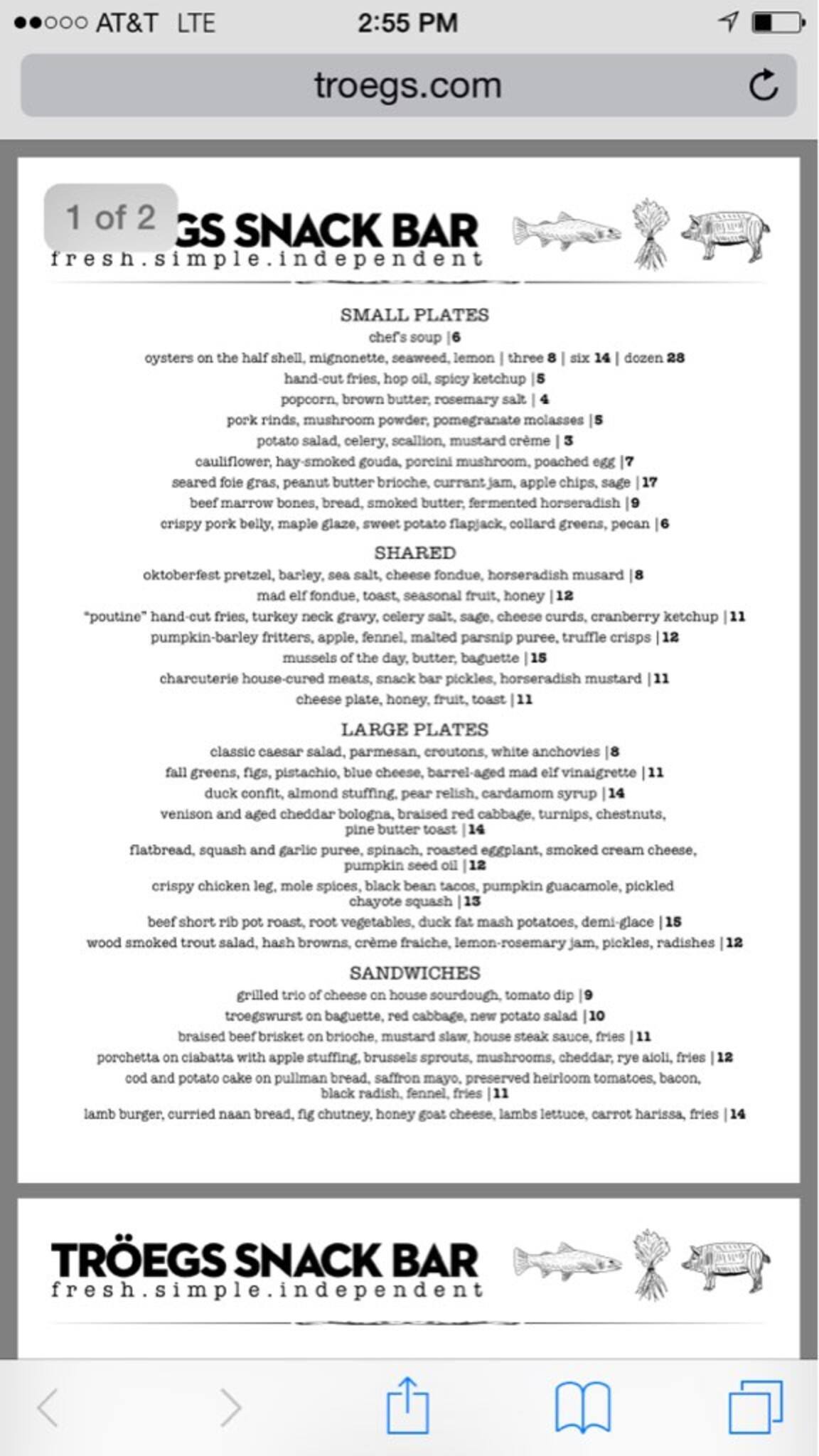 Menu at Tröegs Independent Brewing desserts, Hershey