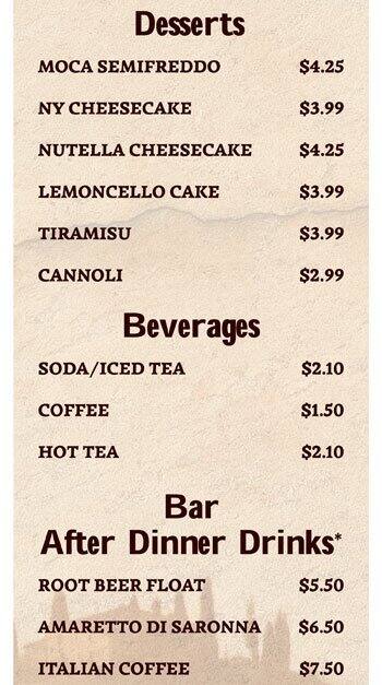 Menu at Uncle Louie's Pizza Lounge pizzeria, Wilmington