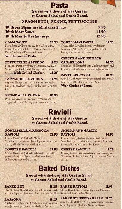 Menu at Uncle Louie's Pizza Lounge pizzeria, Wilmington