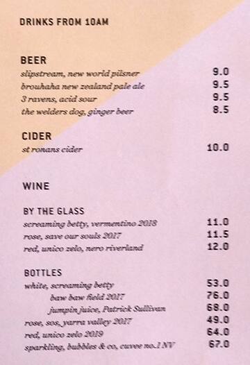 Menu at King Arthur Cafe, Fortitude Valley