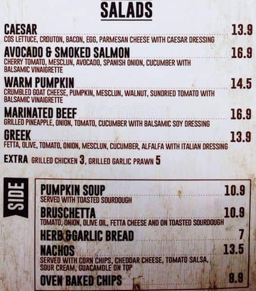 Menu at Caffe Cherry Beans cafe, Broadbeach Waters, Pacific Fair