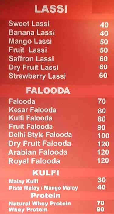 Menu at Lassi Shop, Chennai, 38