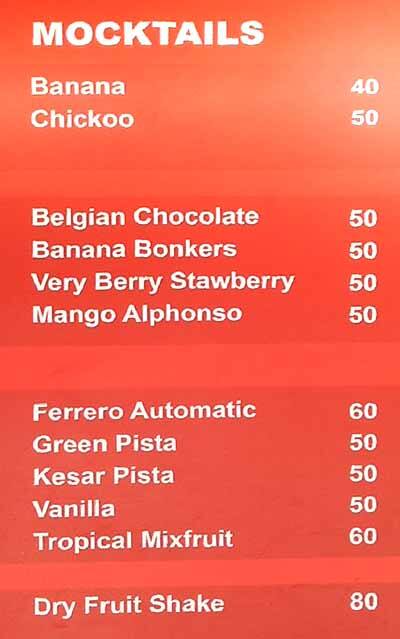 Menu at Lassi Shop, Chennai, 38