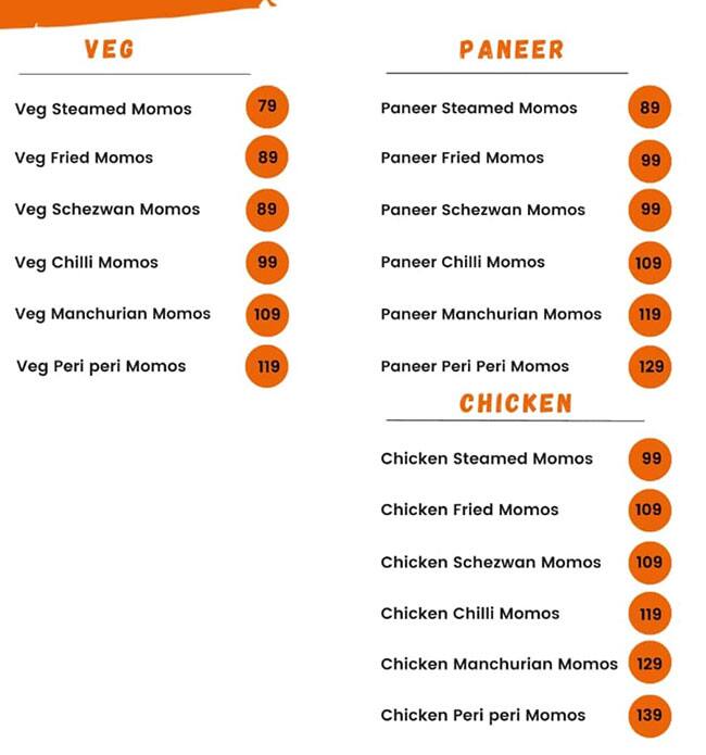 Menu of Moms Momos, Banjara Hills, Hyderabad