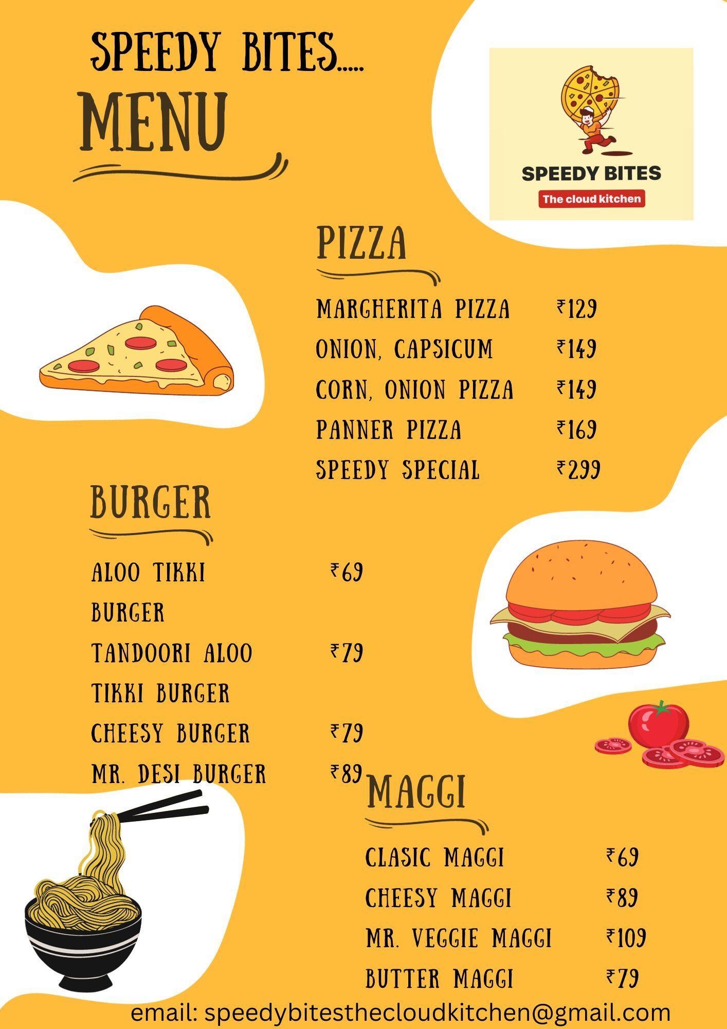 Menu of Speedy Bites Cloud Kitchen, Mayapuri Phase 2, New Delhi