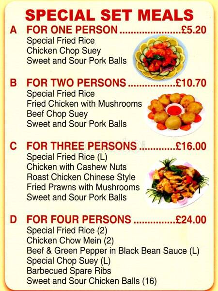 Menu at Jade House fast food, London, 781 Romford Rd