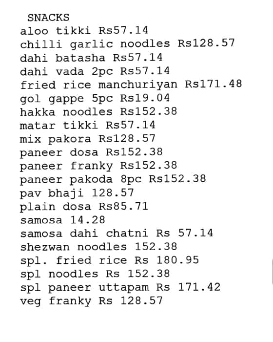 Menu at Madhurima Sweets, Lucknow, 144/19/1