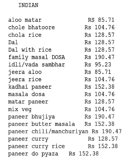 Menu at Madhurima Sweets, Lucknow, 144/19/1
