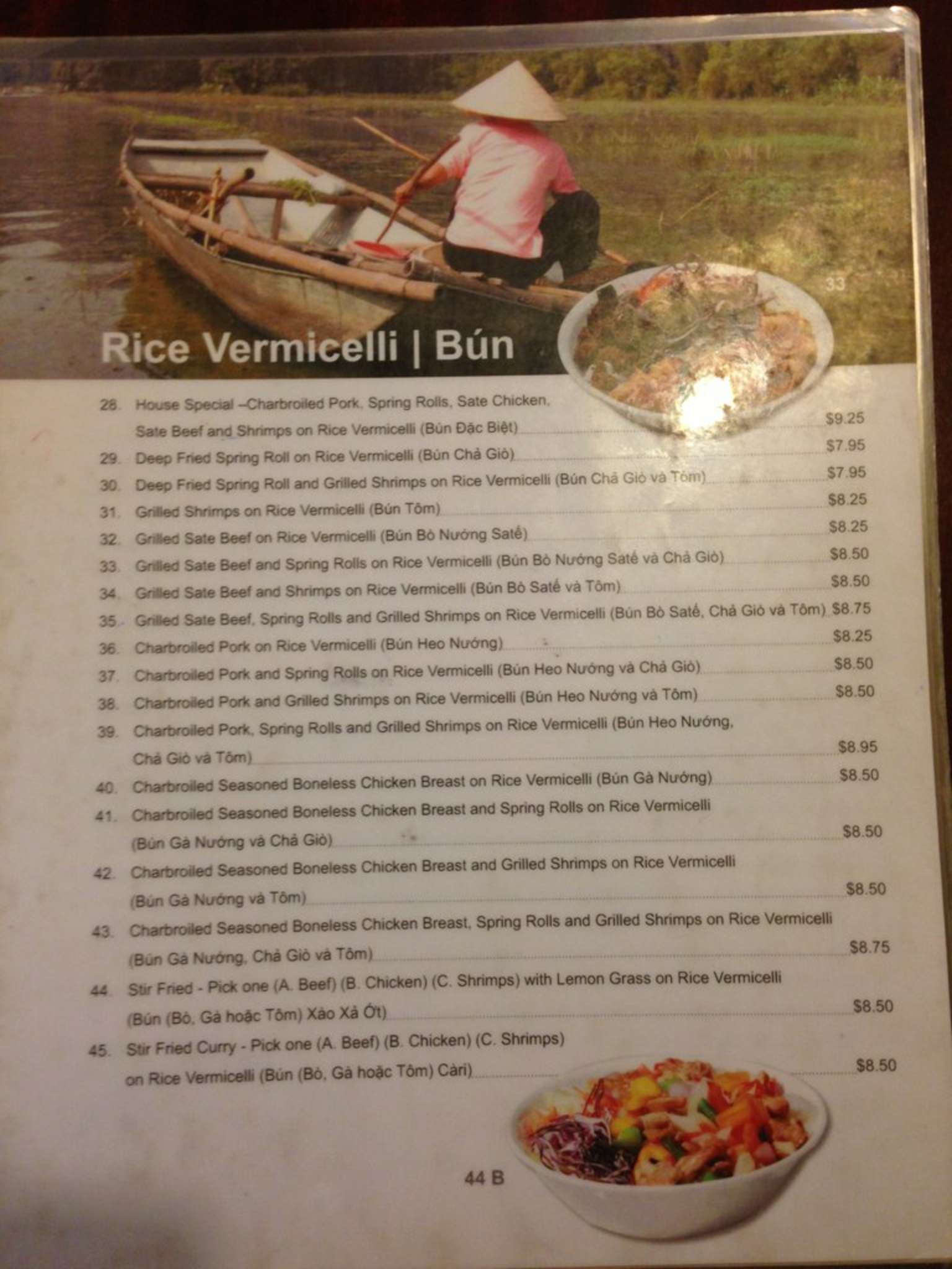 Menu at nho saigon restaurant, Calgary