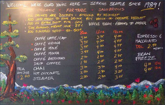 Menu at Java Bean, Tacoma, 744 Market St