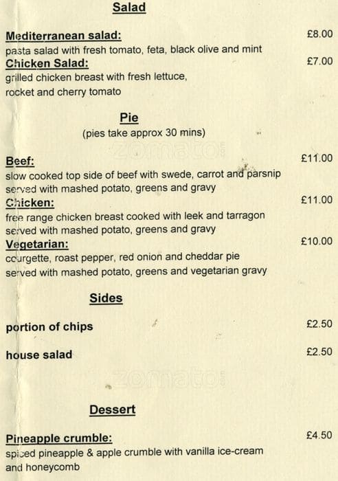 Menu at Tapping The Admiral pub & bar, London