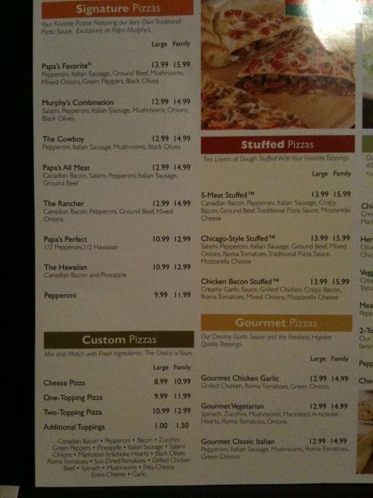 Papa Murphy's Pizza Menu, Menu for Papa Murphy's Pizza, Normal ...