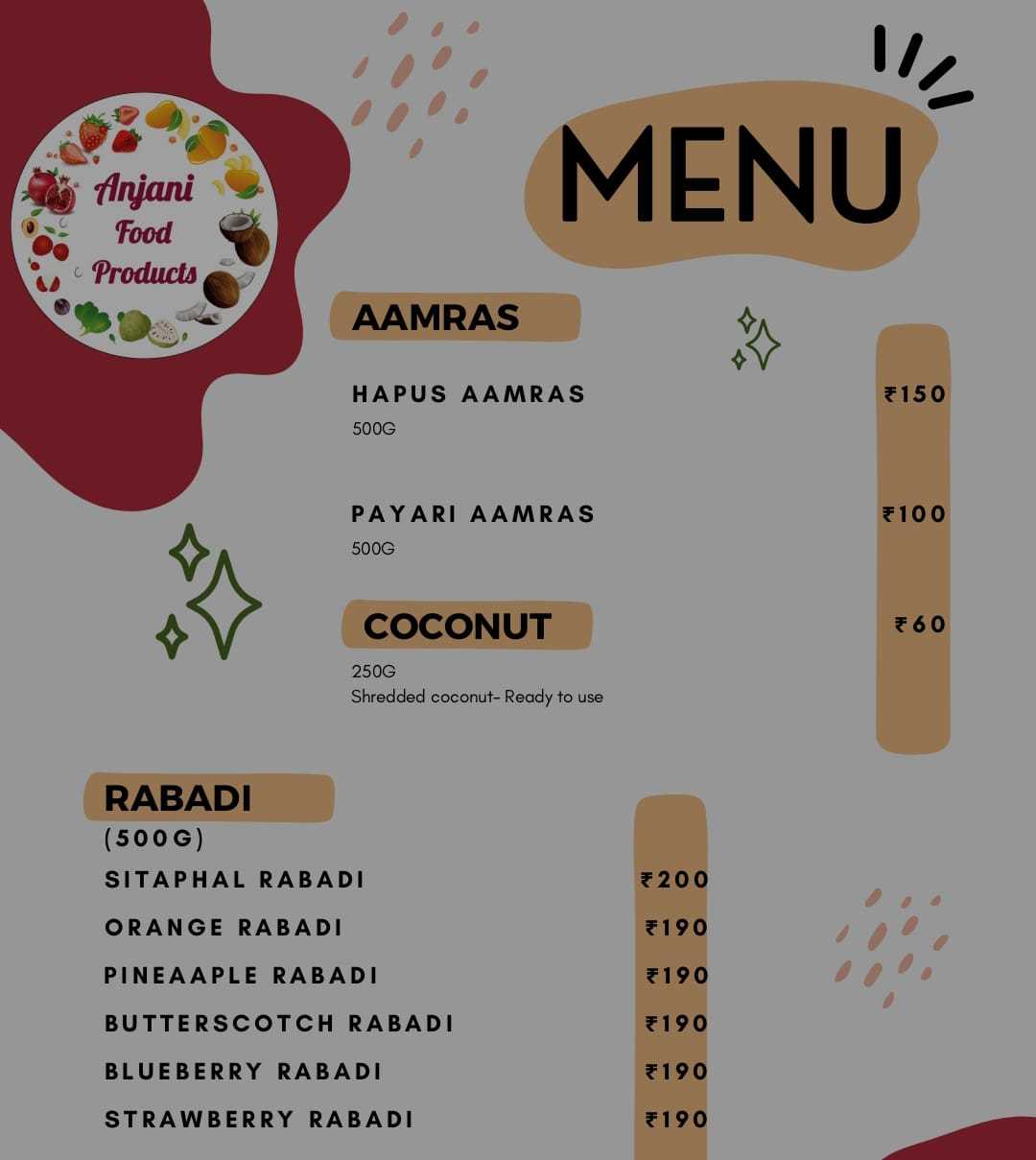 Menu of Anjani Food, Dhankawadi, Pune