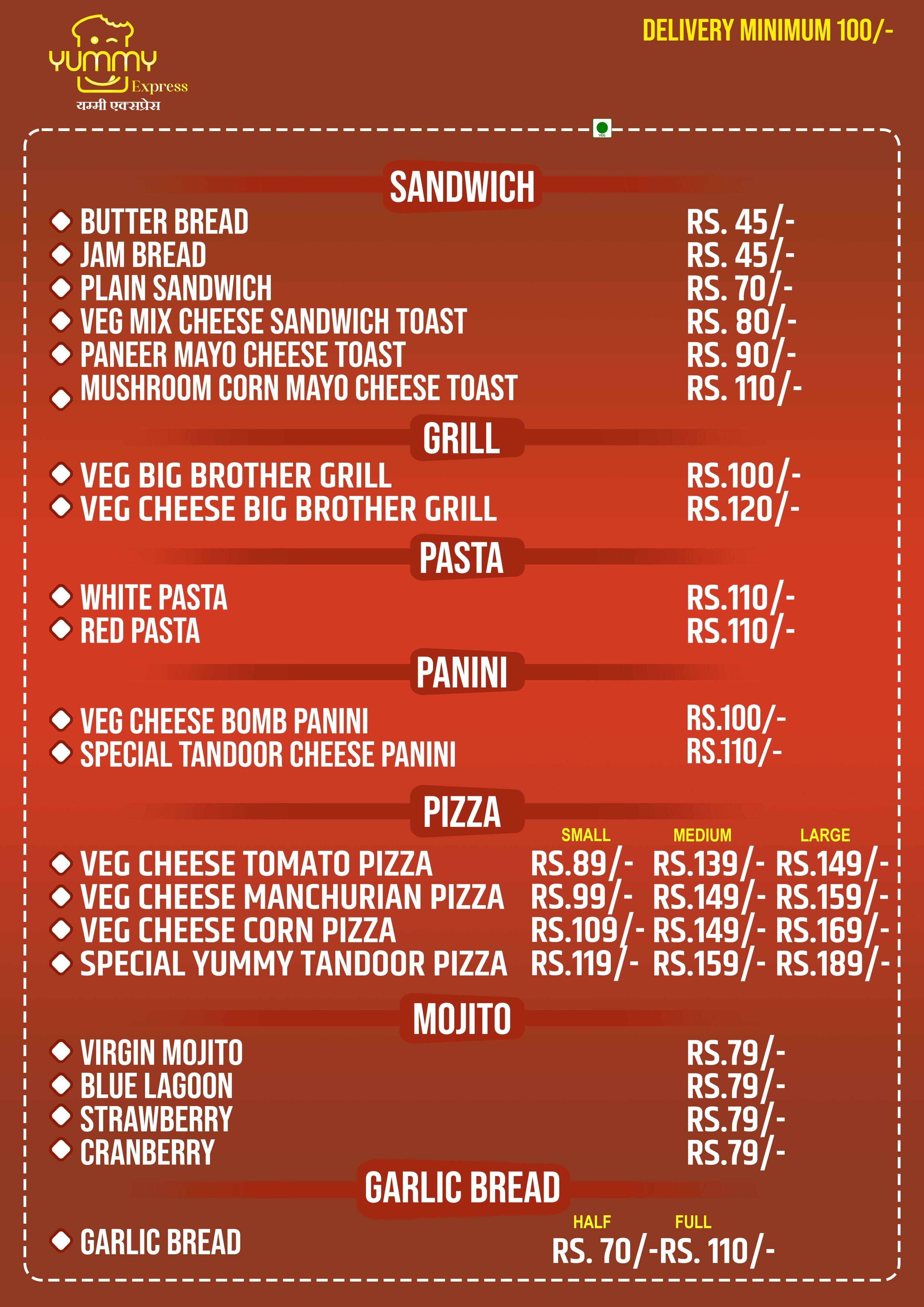 Menu of Yummy Express, Kalyan, Thane