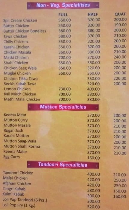 Batra's Tandoori Night Menu - Zomato