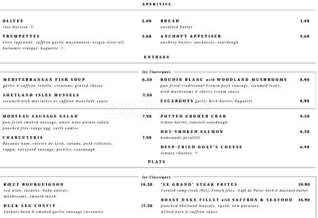 Brasserie Blanc Menu, Menu for Brasserie Blanc, Fitzrovia, London ...