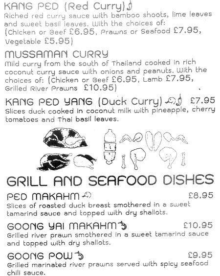 Menu at Pandan Leaf restaurant, London, 66-68 Crouch End Hill