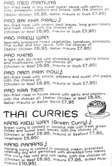 Menu at Pandan Leaf restaurant, London, 66-68 Crouch End Hill