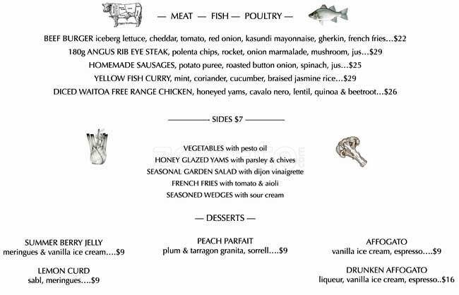 Menu at Cobar Restaurant, Lower Hutt
