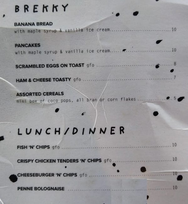 Menu at The Corner Store restaurant, Mentone