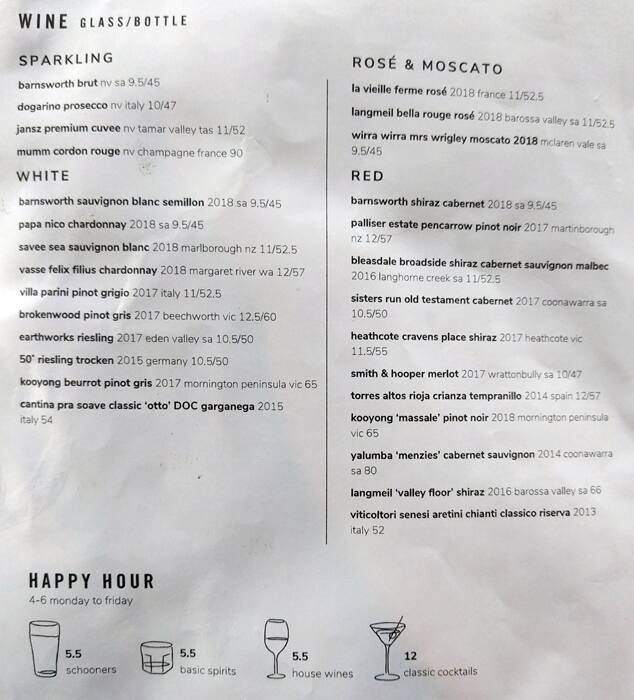 Menu at The Corner Store restaurant, Mentone