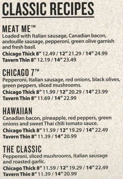Menu at Old Chicago pub & bar, Thornton, Grant St