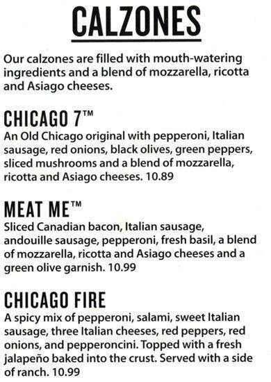 Menu at Old Chicago pub & bar, Thornton, Grant St