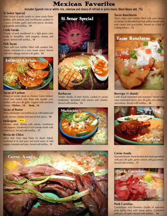 Menu at Si Señor restaurant, Portland