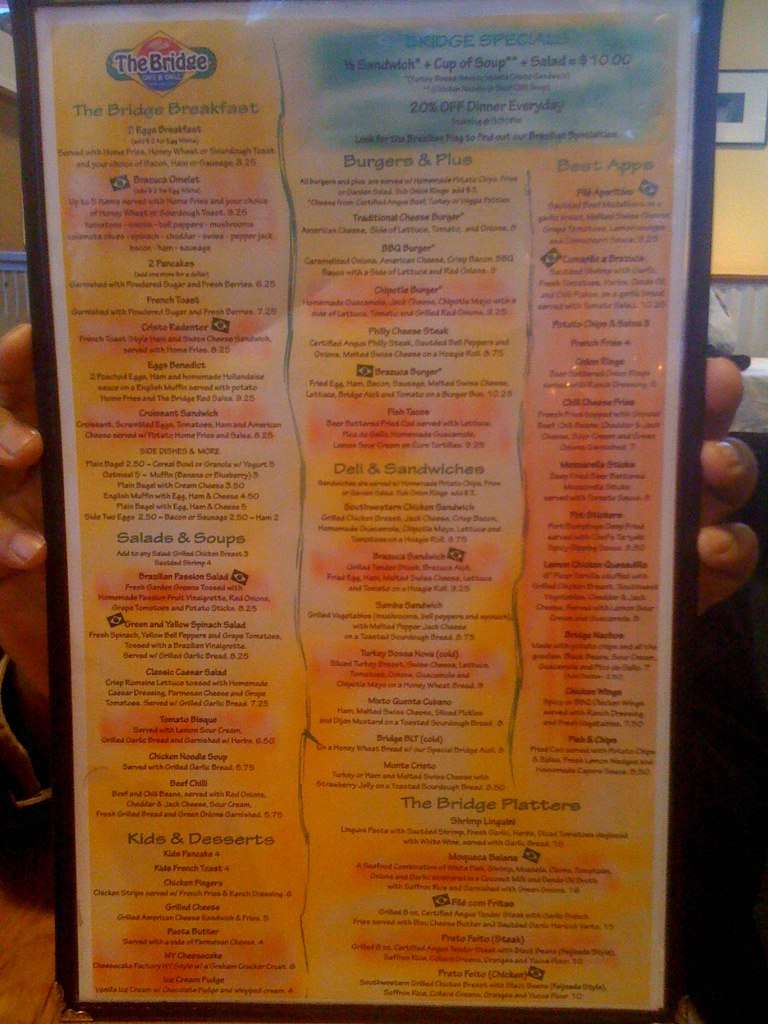 Menu at The Bridge Cafe and Grill, Park City