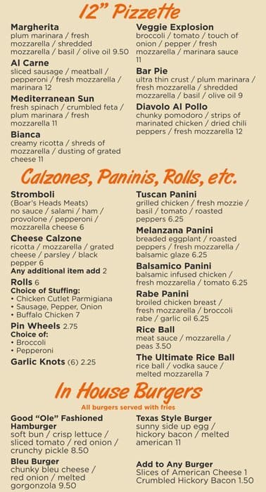 Menu at Calda Pizzeria & Restaurant, Hicksville