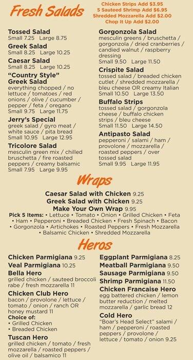 Menu at Calda Pizzeria & Restaurant, Hicksville