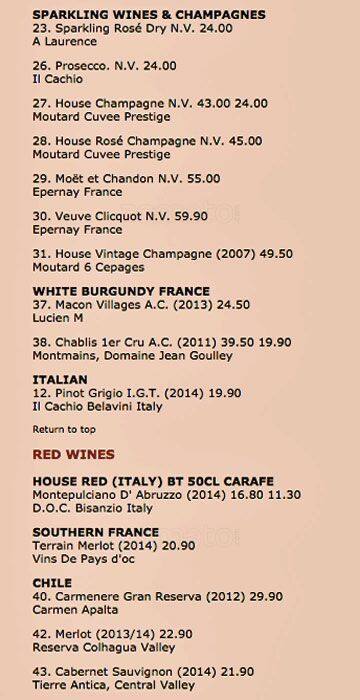 Menu at Chateau Napoleon restaurant, Croydon