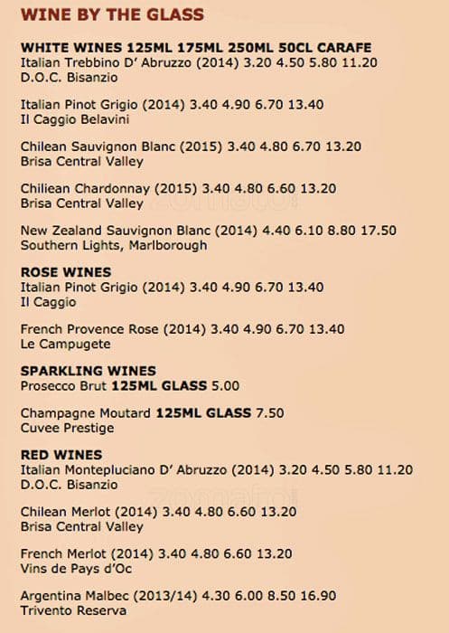 Menu at Chateau Napoleon restaurant, Croydon