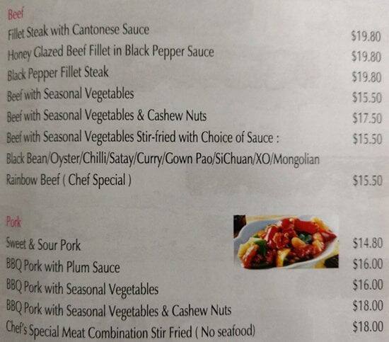 Menu at Lily in the Valley restaurant, Upper Ferntree Gully