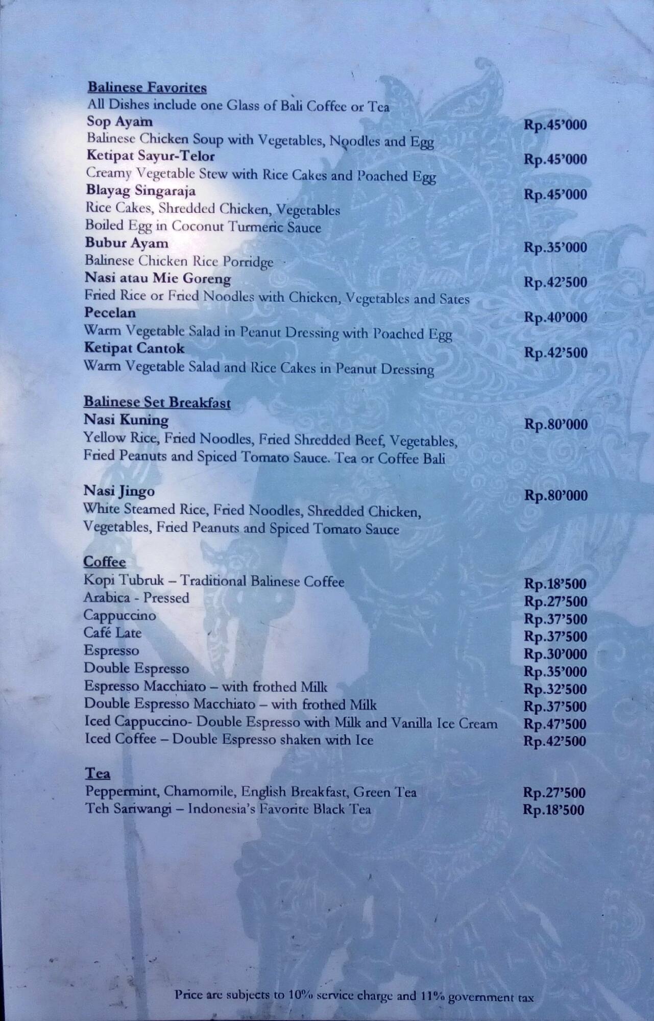 Menu at DiAtas by Art Cafe Bumbu Bali, Kuta Selatan, Jl. Siligita No.101