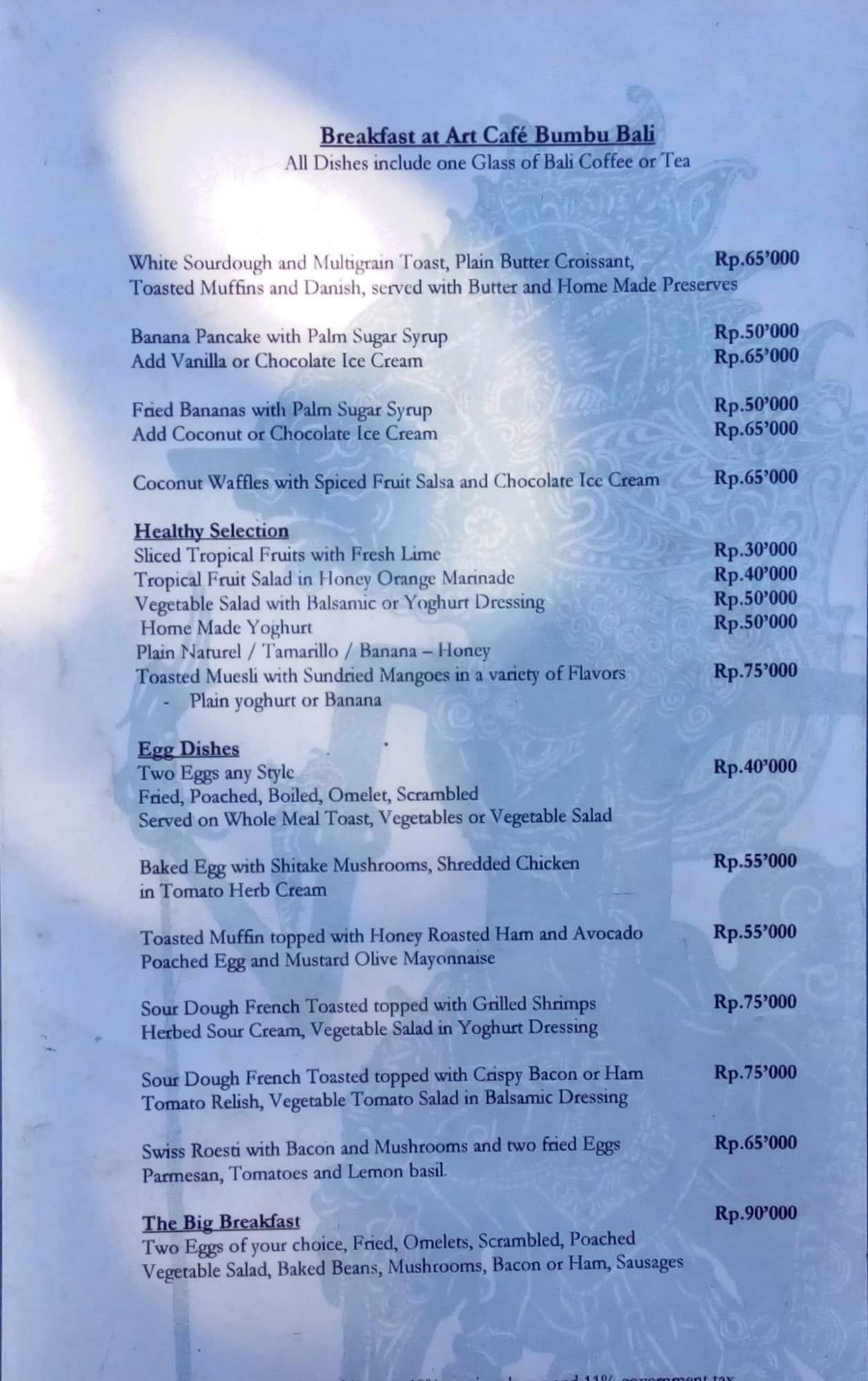 Menu at DiAtas by Art Cafe Bumbu Bali, Kuta Selatan, Jl. Siligita No.101