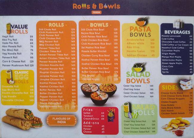 Menu of Rolls & Bowls, Indirapuram, Ghaziabad