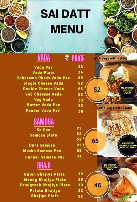 Menu of Sai Dutta Snacks, Malad West, Mumbai