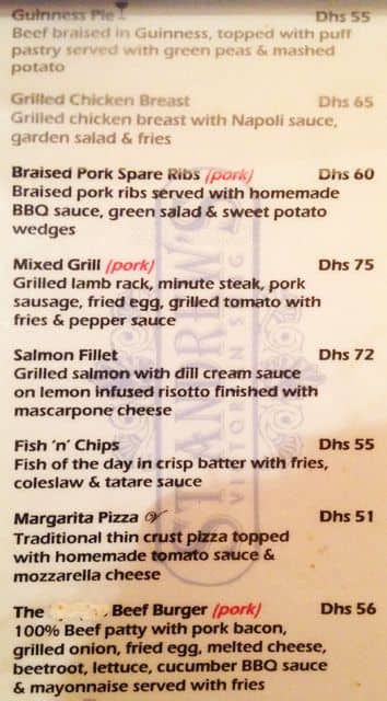 Menu at St Andrews pub & bar, Dubai