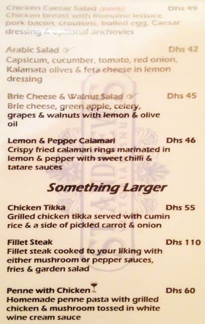 Menu at St Andrews pub & bar, Dubai