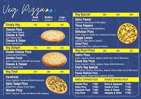 Menu of Roms Pizza, Karkardooma, New Delhi