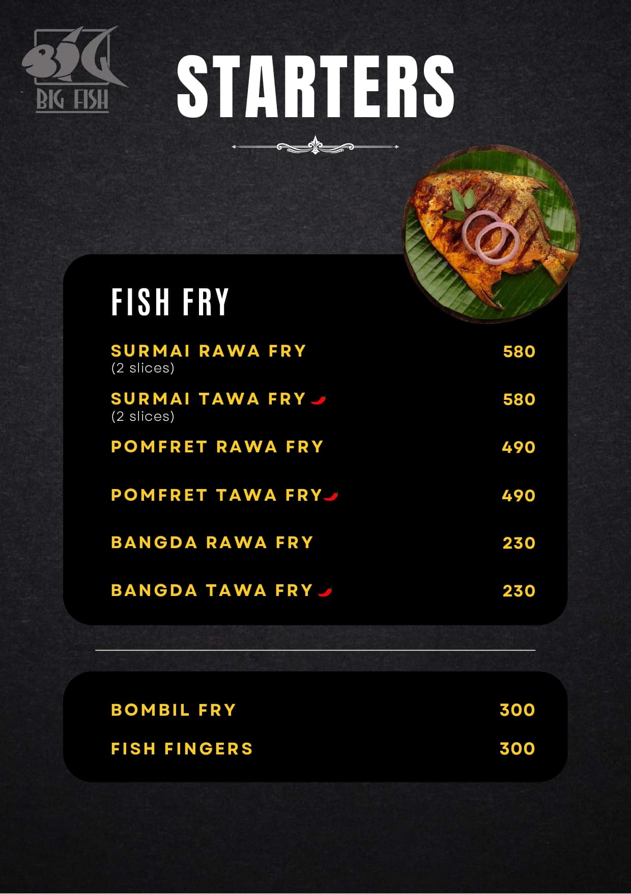 Menu of The Big Fish, Wakad, Pune