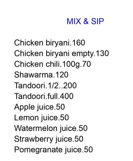 Menu of Mix & Sip, Saibaba Colony, Coimbatore
