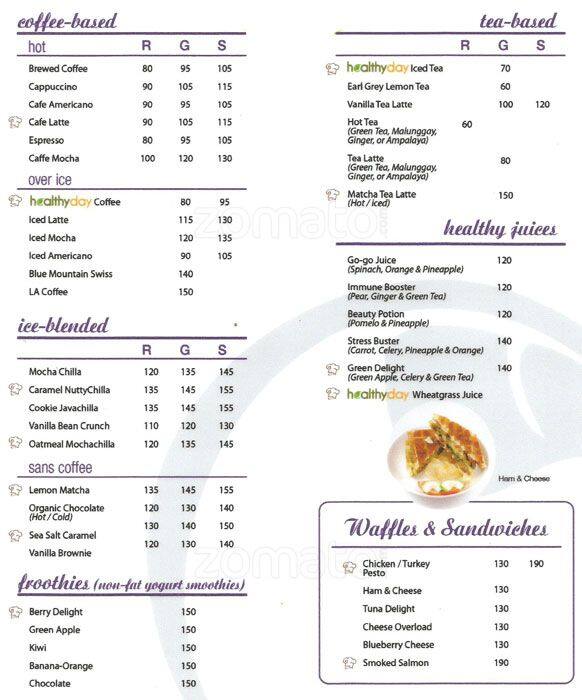 Menu at Healthy Day pub & bar, Quezon City, 739 Banawe St. Cor. Sct Alcaraz