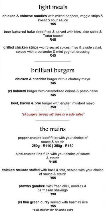 Menu at Pl8 Restaurant, Durban