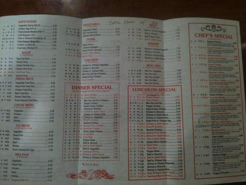 Menu at Great Wall Buffet restaurant, Monahans