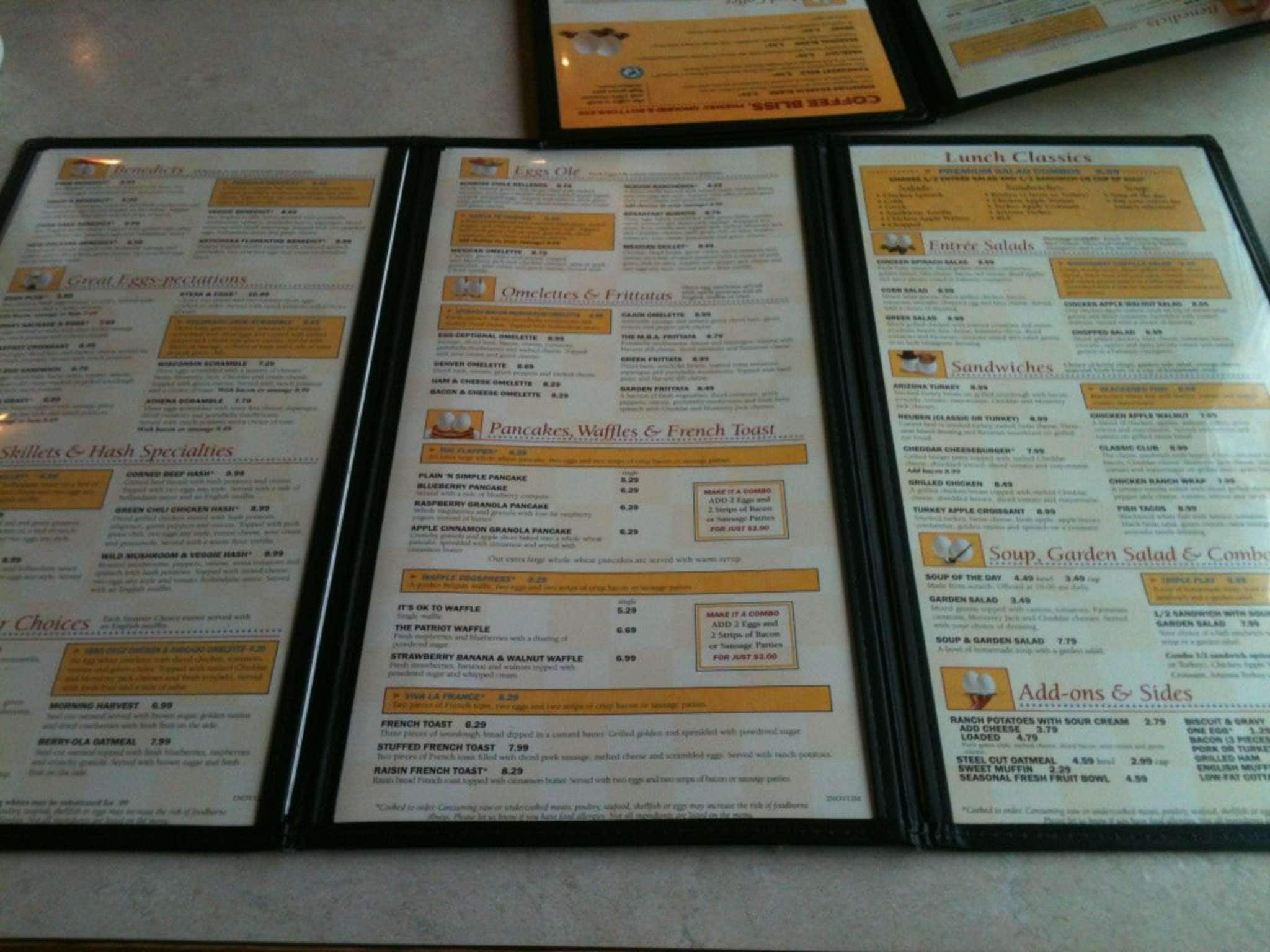 Menu at The Egg & I cafe, St. George, N Bluff St