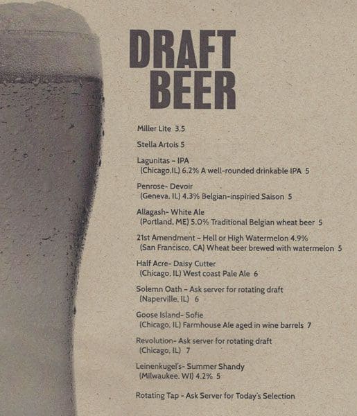 Menu at Fuller House restaurant, Hinsdale